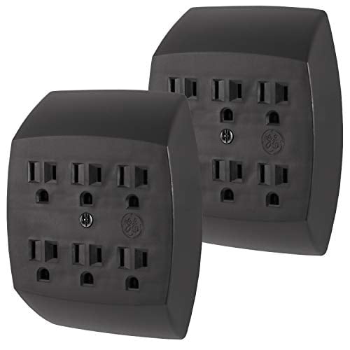 GE 6-Outlet Extender Wall Tap, 2 Pack, Grounded Adapter, Charging ...