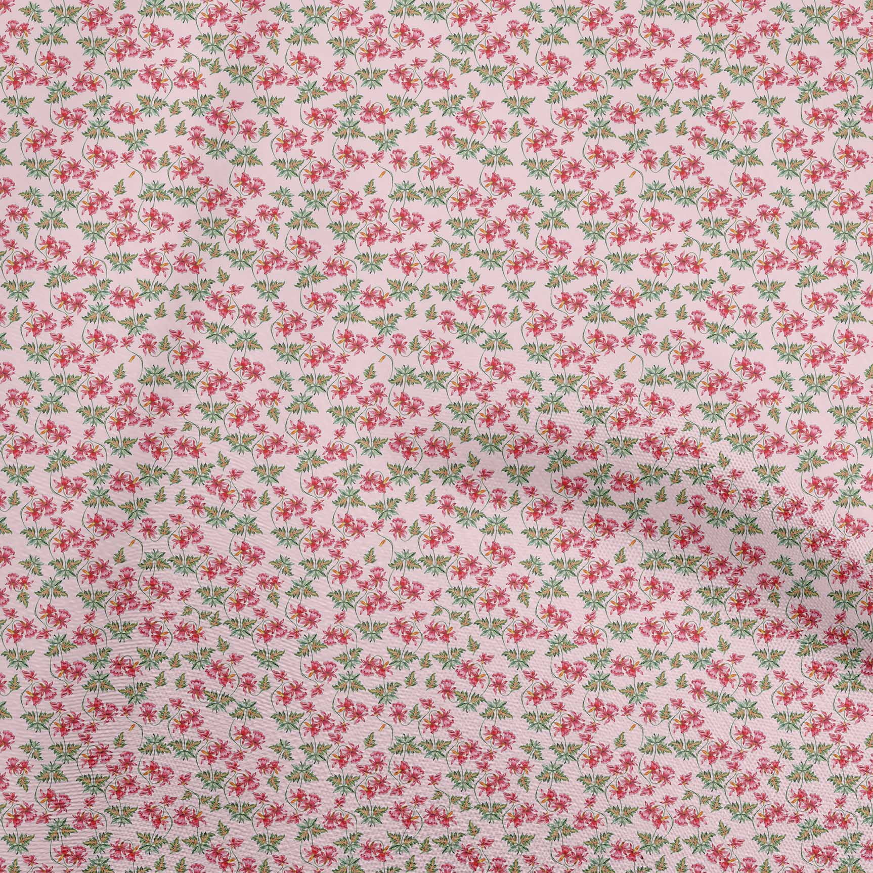 oneOone Cotton Jersey Light Pink Fabric Floral Diy Clothing Quilting ...
