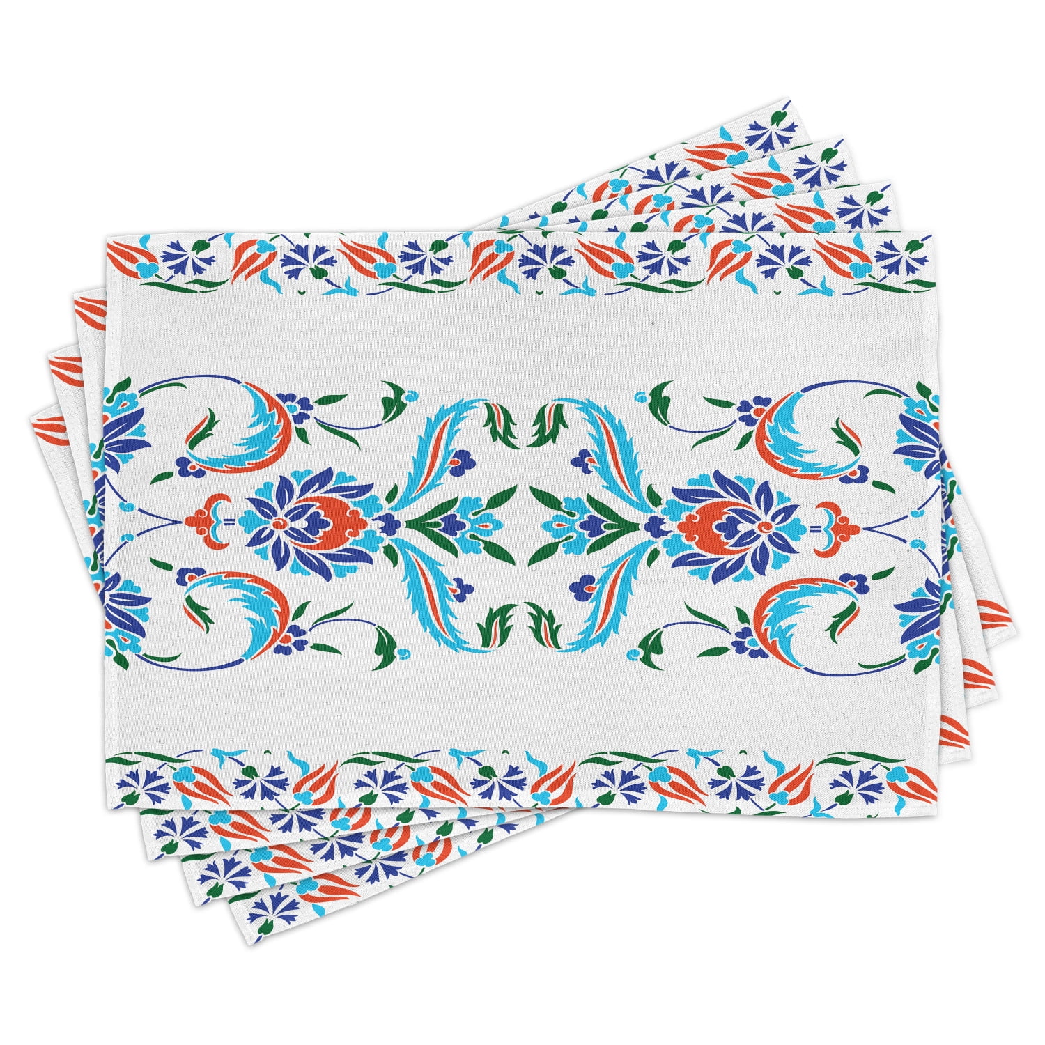 Ambesonne Traditional Place Mats Set of 4, Ottoman Tulips, Standard ...