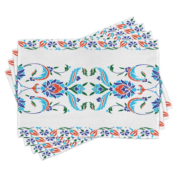 Ambesonne Traditional Place Mats Set of 4, Ottoman Tulips, Standard ...