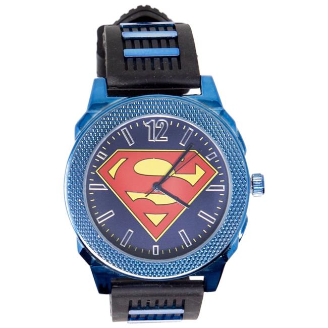 Buy Superman Superman Classic Symbol Watch with Blue & Black Rubber ...