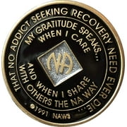 7 Year Black and Silver Glitter NA Medallion Official Narcotics ...