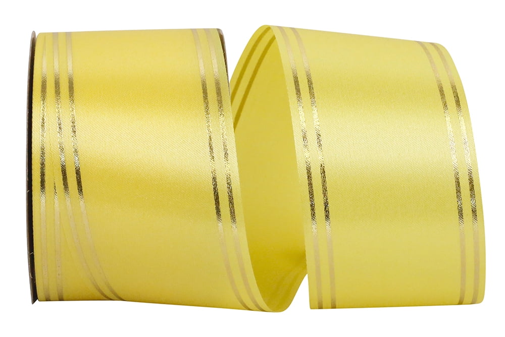 Reliant Ribbon - 5503-079-40K, Quad Stripe Ribbon, Yellow, 2-1/2 Inch ...