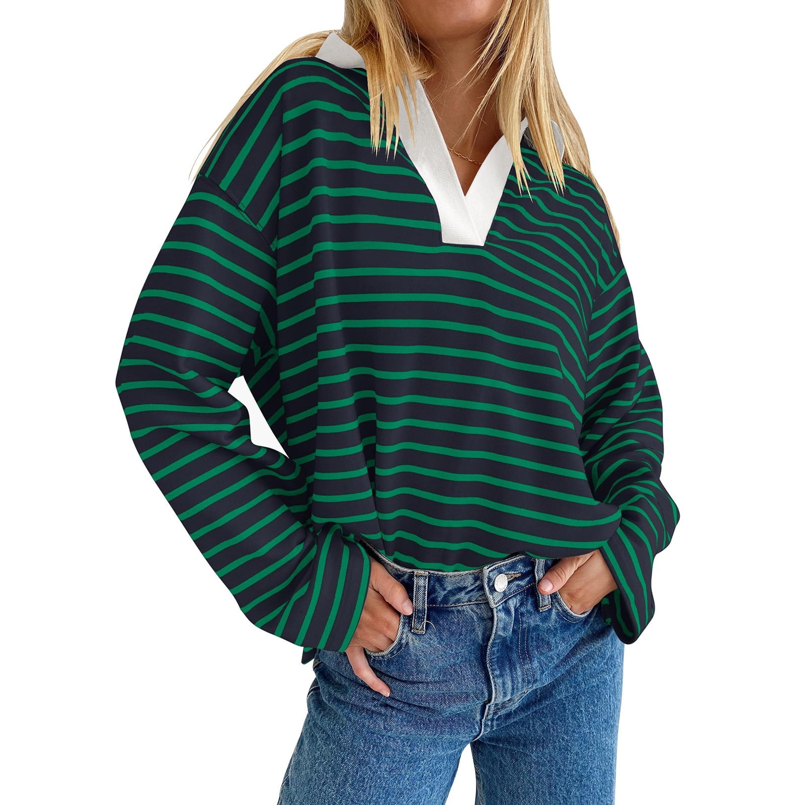 Click here for Styesk Long Sleeve Shirts For Women Trendy Striped... prices