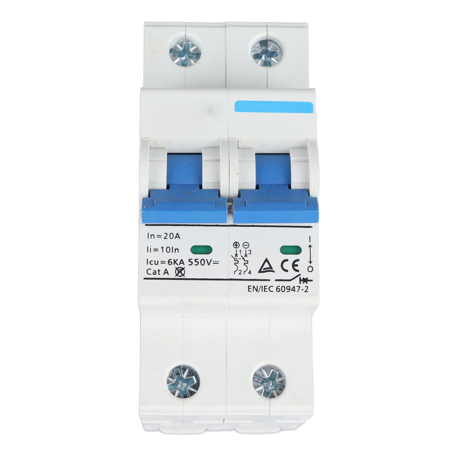 Miniature Circuit Breaker 2 Pole DIN Rail Mount Circuit Breaker Disconnect Switch DC 550V 20A ...