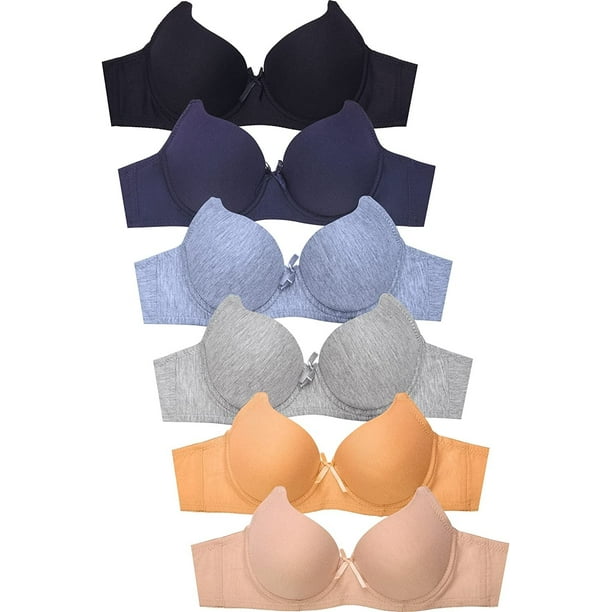 Women's Basic Plain Lace Bras Petite to Plus Size Pack of 6- Various ...
