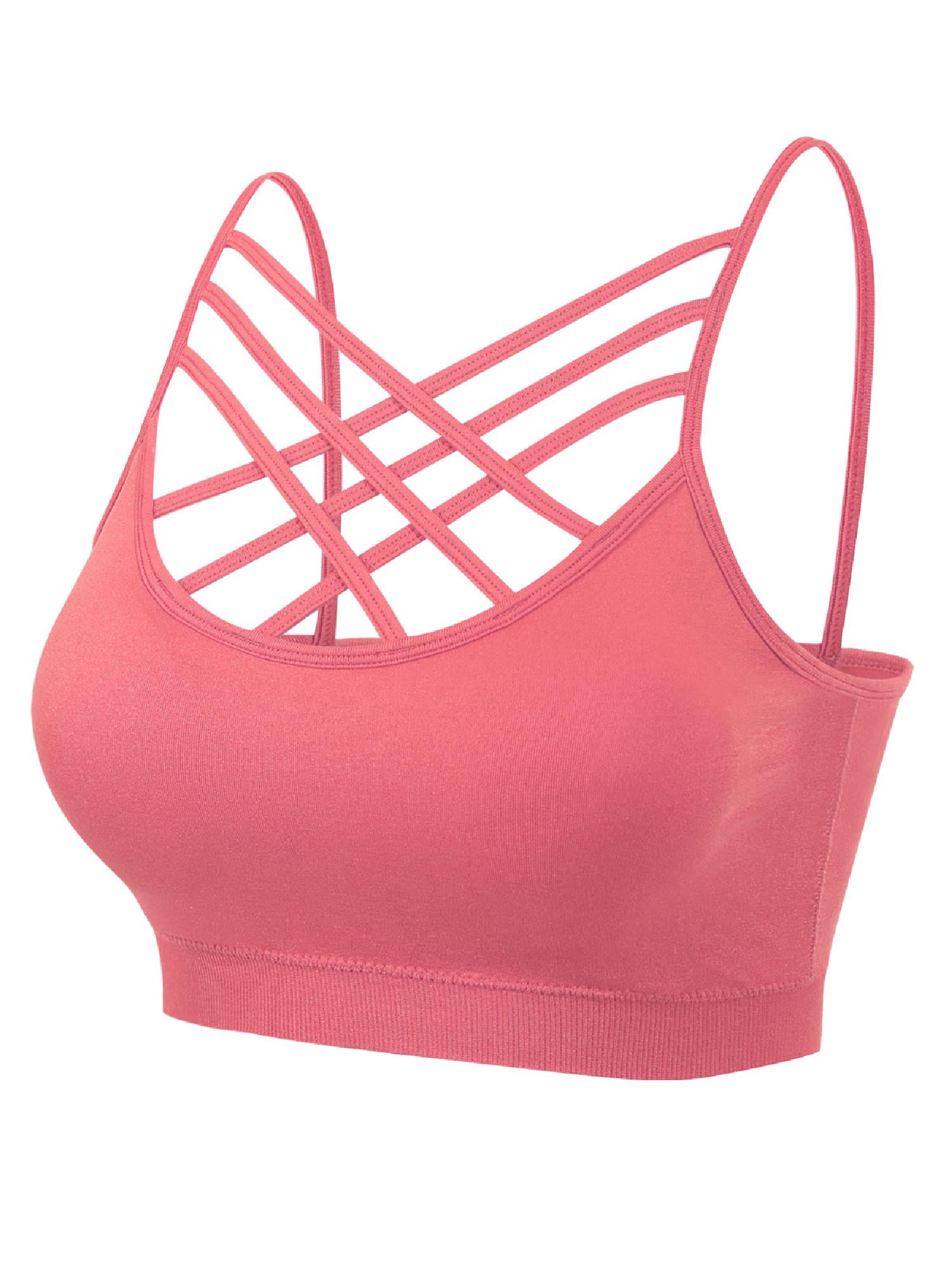 Made by Olivia Women's Front Triple Criss-Cross Bralette Seamless Sport ...