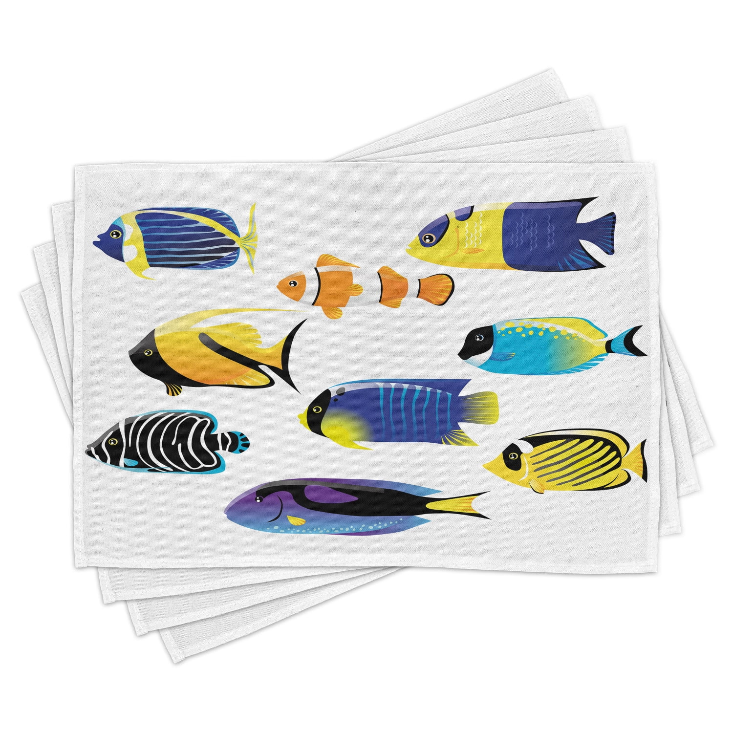 Ambesonne Fish Place Mats Set of 4, Cod Bonito Palette, Standard Size ...