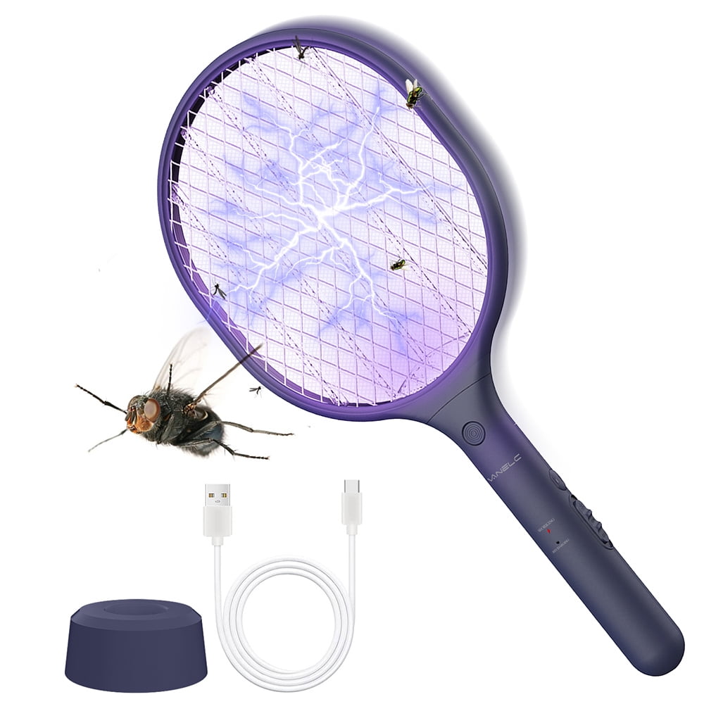 Bug Zapper Racket 3-Layer Safety Mesh Mosquito Killer Flying Bug Zapper ...