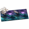 Abstract Modern Teal Purple Marble Rectangle Rug 2'x6' Natural Stone ...