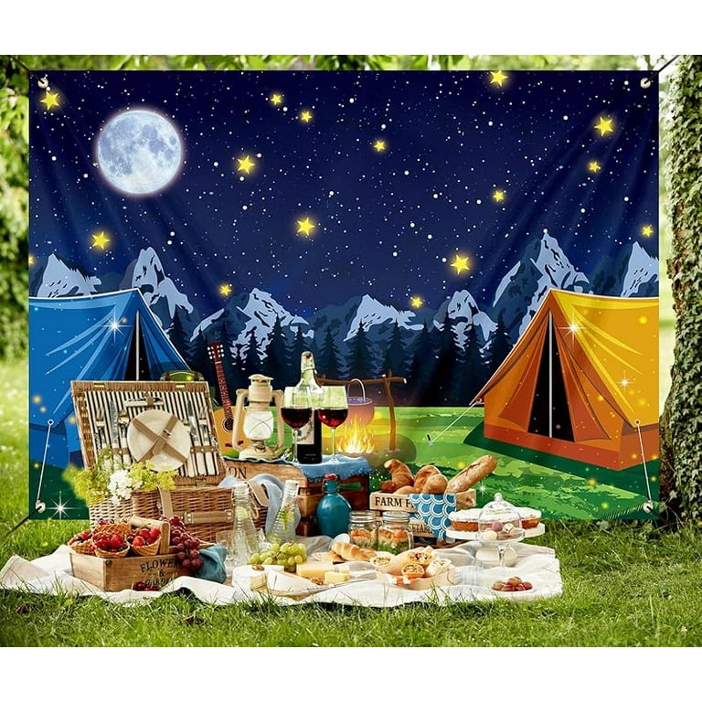 Camping Background Theme Forest Scene Camping Backdrop Supplies
