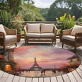 Eiffel Tower 8FT Round Area Rugs for Living Room Purple Sunset Country ...