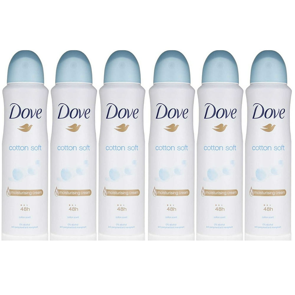 6 Pack Dove Cotton Soft Antiperspirant Deodorant Spray, 150ml Each ...