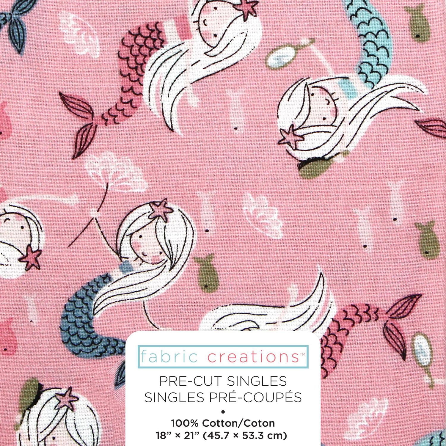 Click here for Fabric Creations Pink With Mermaids Fat Quarter Pr... prices
