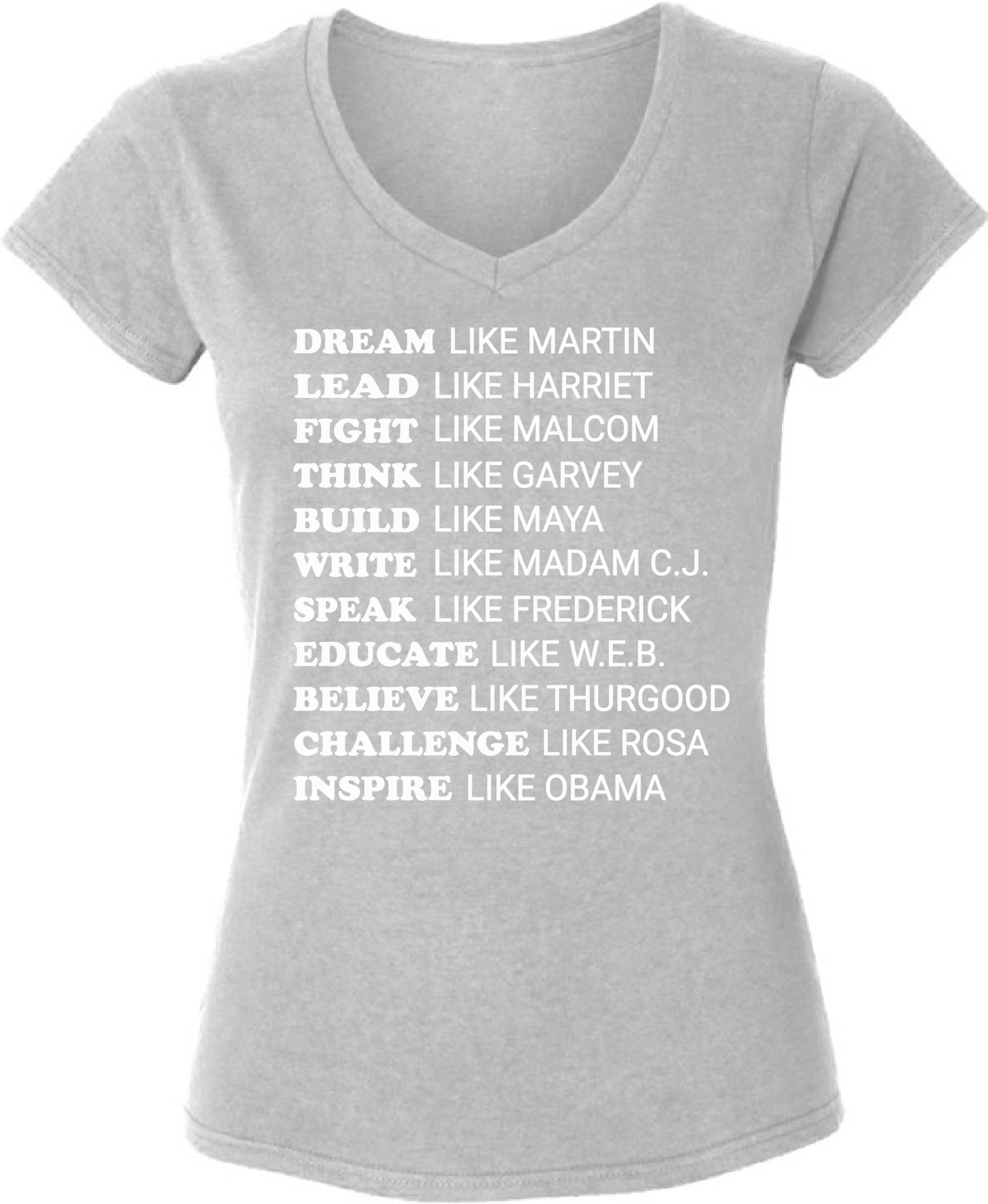 Inspiring Black Leaders White V-Neck T-Shirt for Women - S M L XL 2XL ...