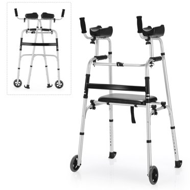 Drive Medical Grey Clever Lite LS Walker Rollator with Seat and Push ...