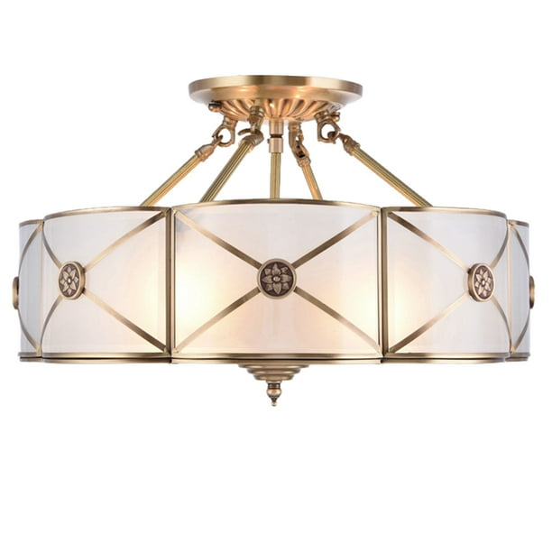 Miumaeov Semi Flush Mount Ceiling Light Fixture 4-Light White Drum ...