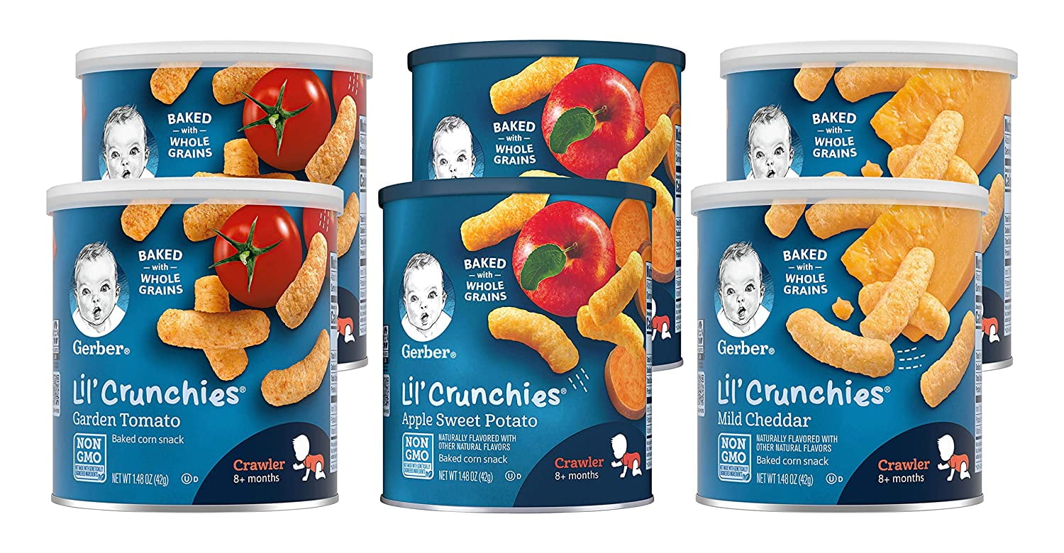 Gerber Lil' Crunchies Variety Pack, 2 Cheddar, 2 Tomato, 2 Apple ...
