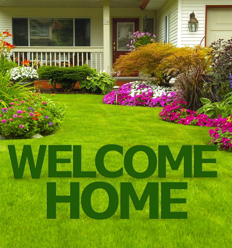 Welcome Home Green Yard Sign, 11pcs, Weather Resistant Plastic, Stakes ...
