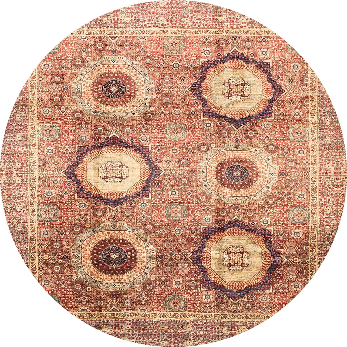 Ahgly Company Indoor Round Abstract Red Abstract Area Rugs, 8' Round ...