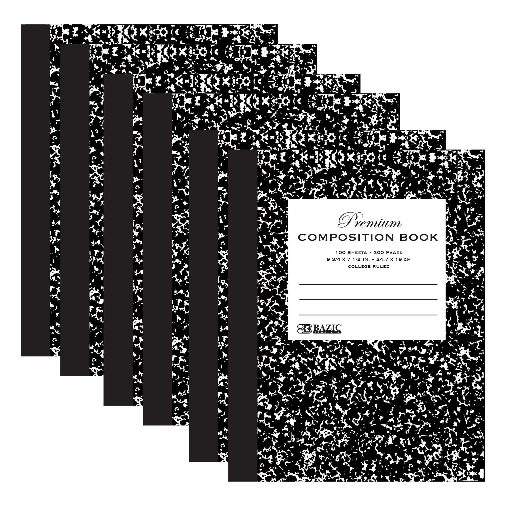 BAZIC Composition Book Black Marble College Ruled 100 Sheet Notebook, 6 ...