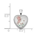 Auriga 925 Sterling Silver Rh-plt Enamel Butterfly Flowers 12mm Heart Locket (L-17.6mm, W-12 ...
