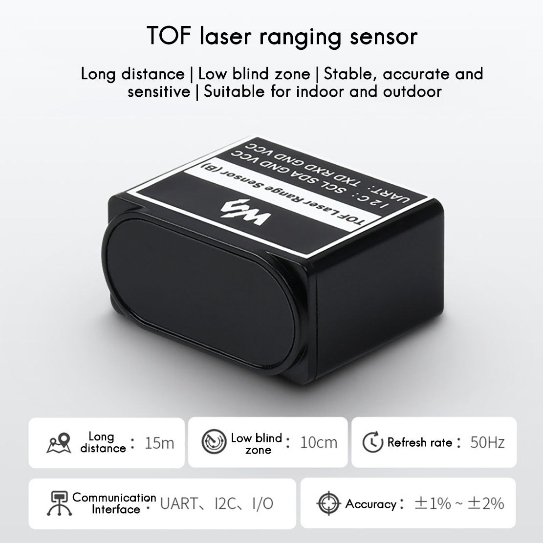 Buy TOF Laser Ranging Sensor Radars Module UART Serial Port I2C ...