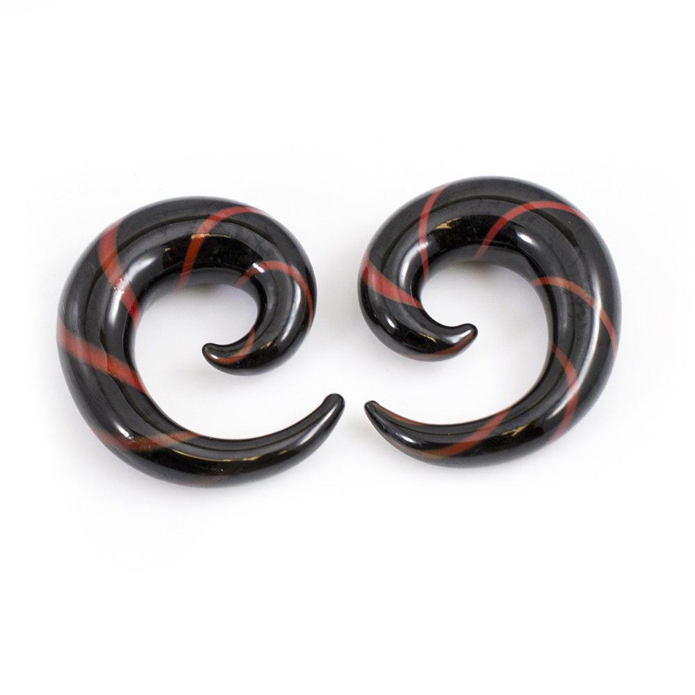 Pair of Black & Red Glass Tapers Stripe Spiral Design - Walmart.com