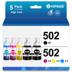 Epson 502 T502 Ecotank Refill Ink, 4 Pack for ET Series Printers (Black ...