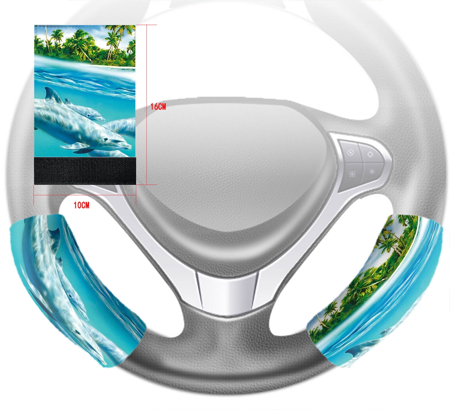 YKCG Underwater Dolphins Family Funny Sea Animals Steering Wheel Cover ...