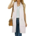 STARVNC Women Open Front Pocket Solid Color Sleeveless Cardigan ...