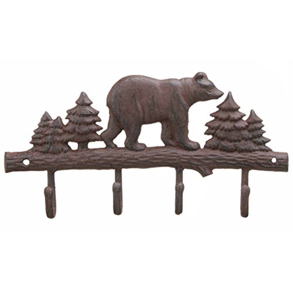 Cast Iron Bear Wall Key Rack Holder 4 Hooks Coat Hook Home Decor ...