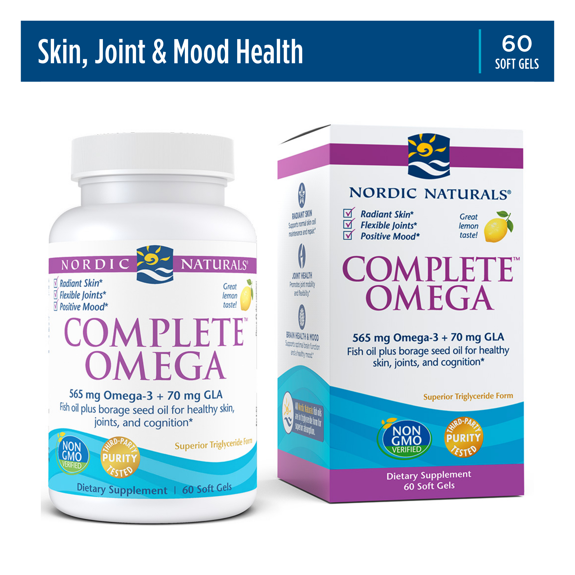 Nordic Naturals Complete Omega Softgels, Lemon, EPA & DHA, Fish Oil, 60 ...