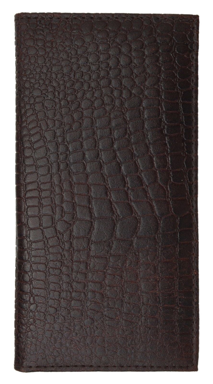 RFID Blocking Genuine Leather Croc Print Checkbook Cover Holder ID Card ...