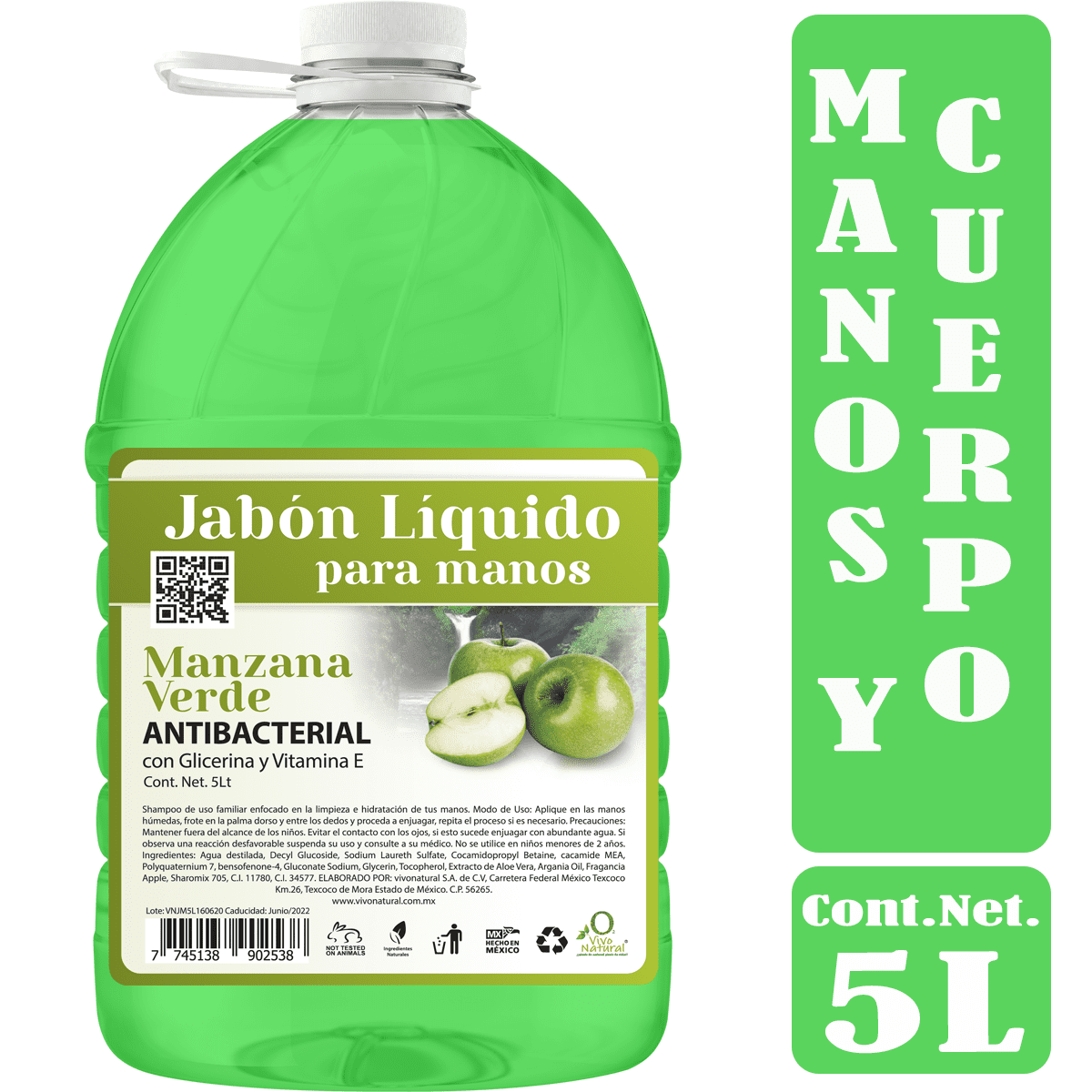 Jabón Líquido Antibacterial VivoNatural para Manos y Cuerpo aroma ...