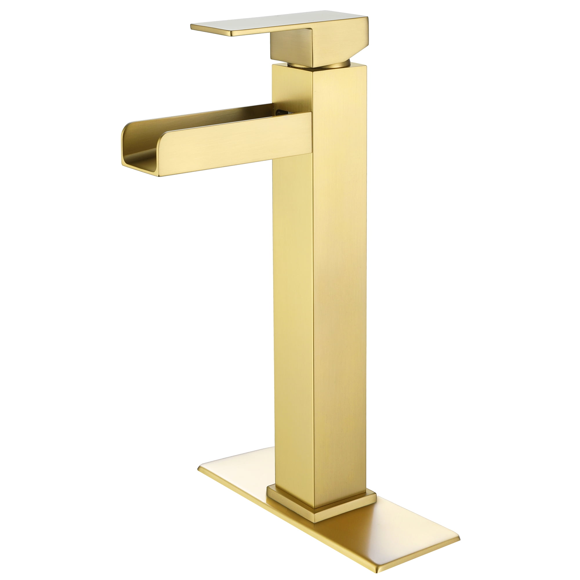 Waterfall High Arc Vessel Sink Faucet with 6-inch Cover Plate, Deck ...