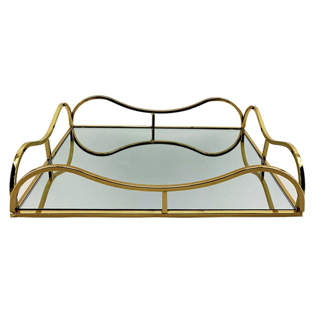Rectangle Mirror Glass Tray Serving Dresser Perfume Vanity Tray ...