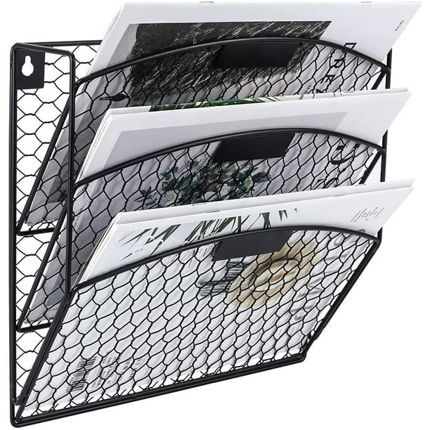 3 Tier Wall File Holder Chicken Wire Hanging Filing Organizer Wall ...
