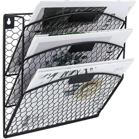 3 Tier Wall File Holder Chicken Wire Hanging Filing Organizer Wall ...