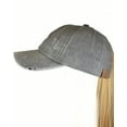 C.C Ladder Style Ponycap Adjustable Ponytail Distressed Washed Denim ...
