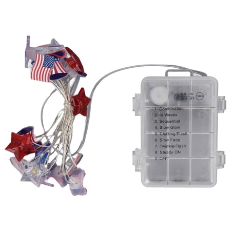 Independence Day Light String, Timing Function LED American Flag String ...
