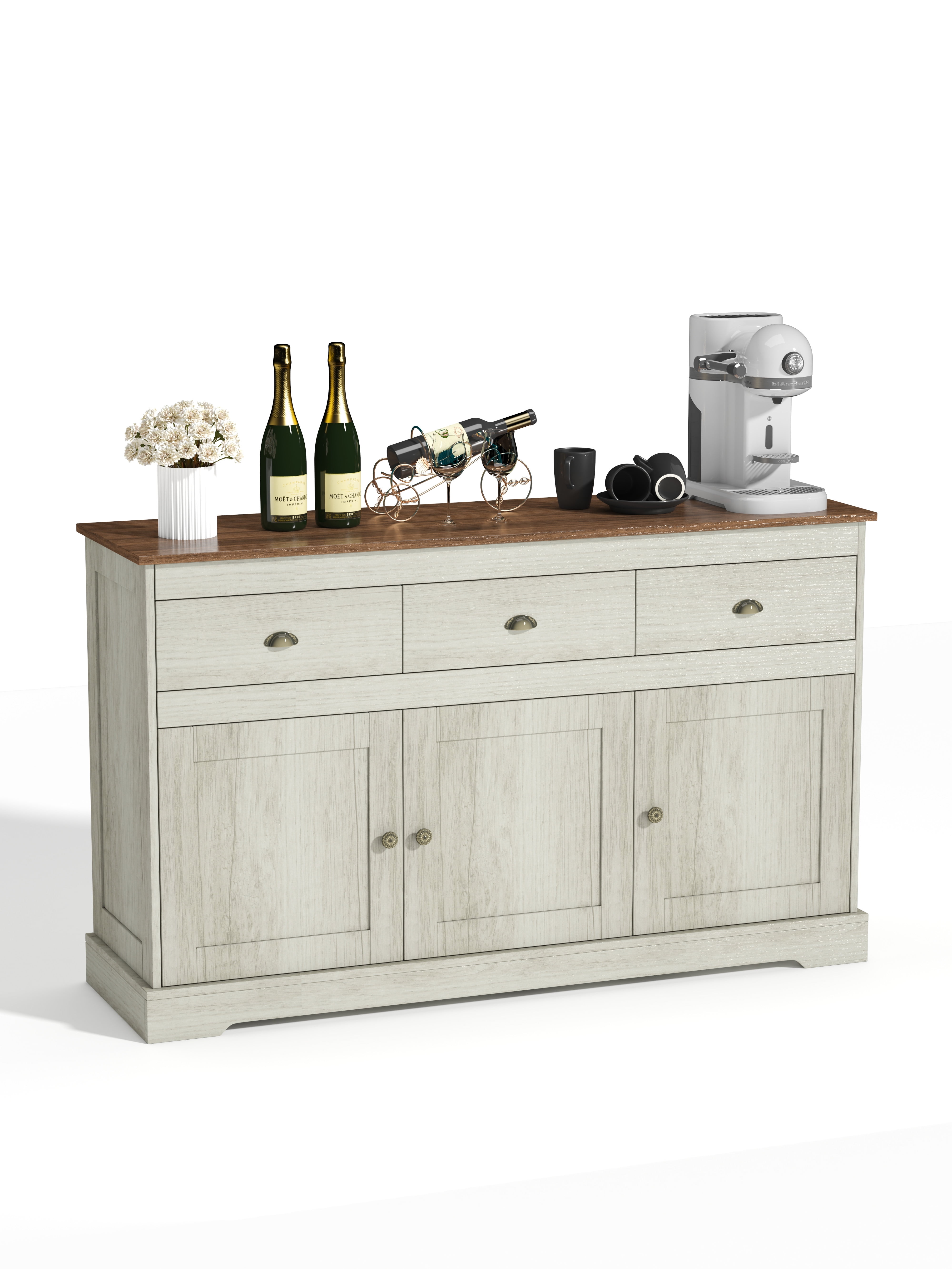 Kitchen Sideboards with 3 Doors 3 Drawers, Modern Sideboards with ...