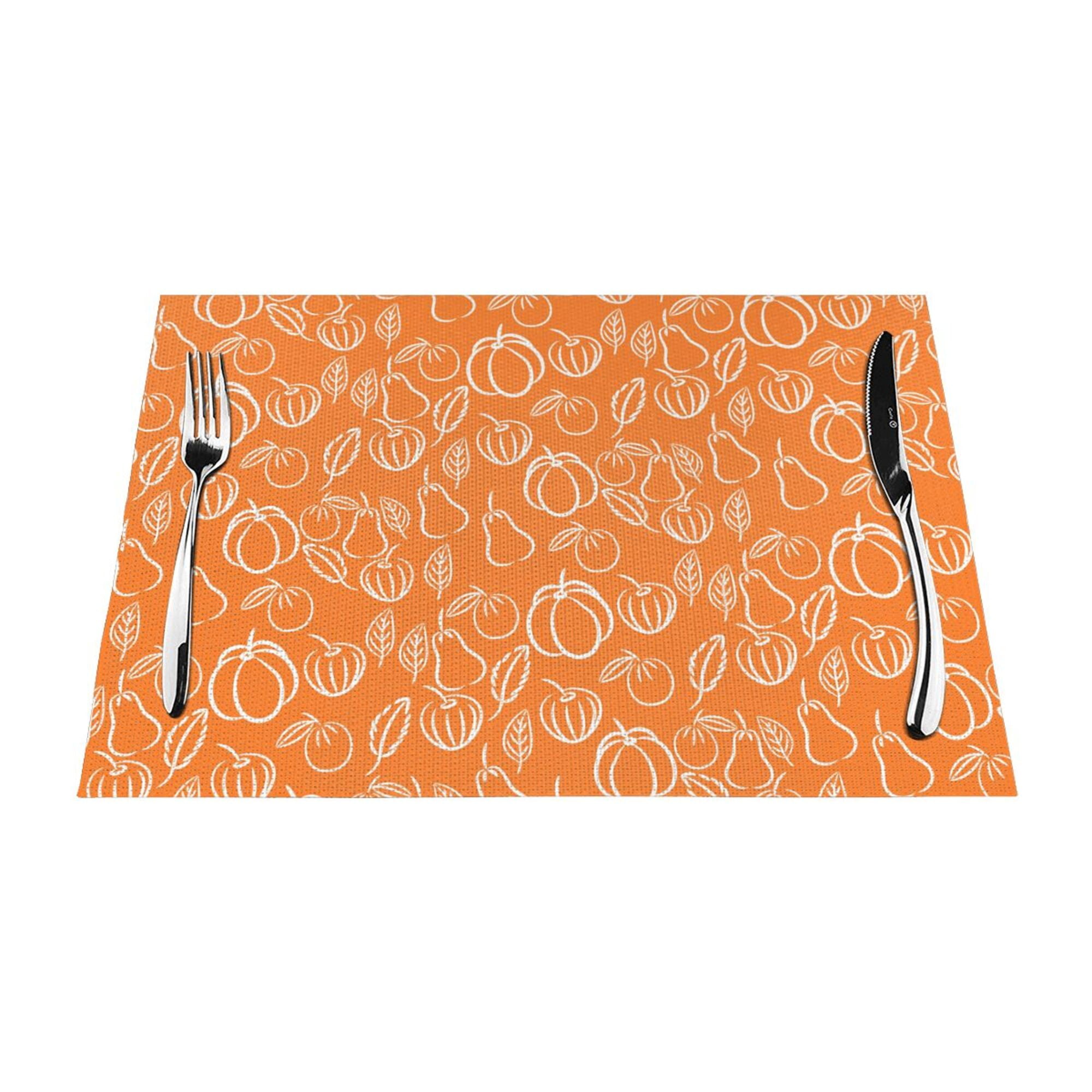 YFYANG Washable Heat-Resistant Placemats, 70% PVC/30% Polyester, Orange ...