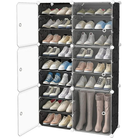 Shoe Rack 9 Tier Shoe Storage Cabinet 36 Pair Plastic Free Standing ...