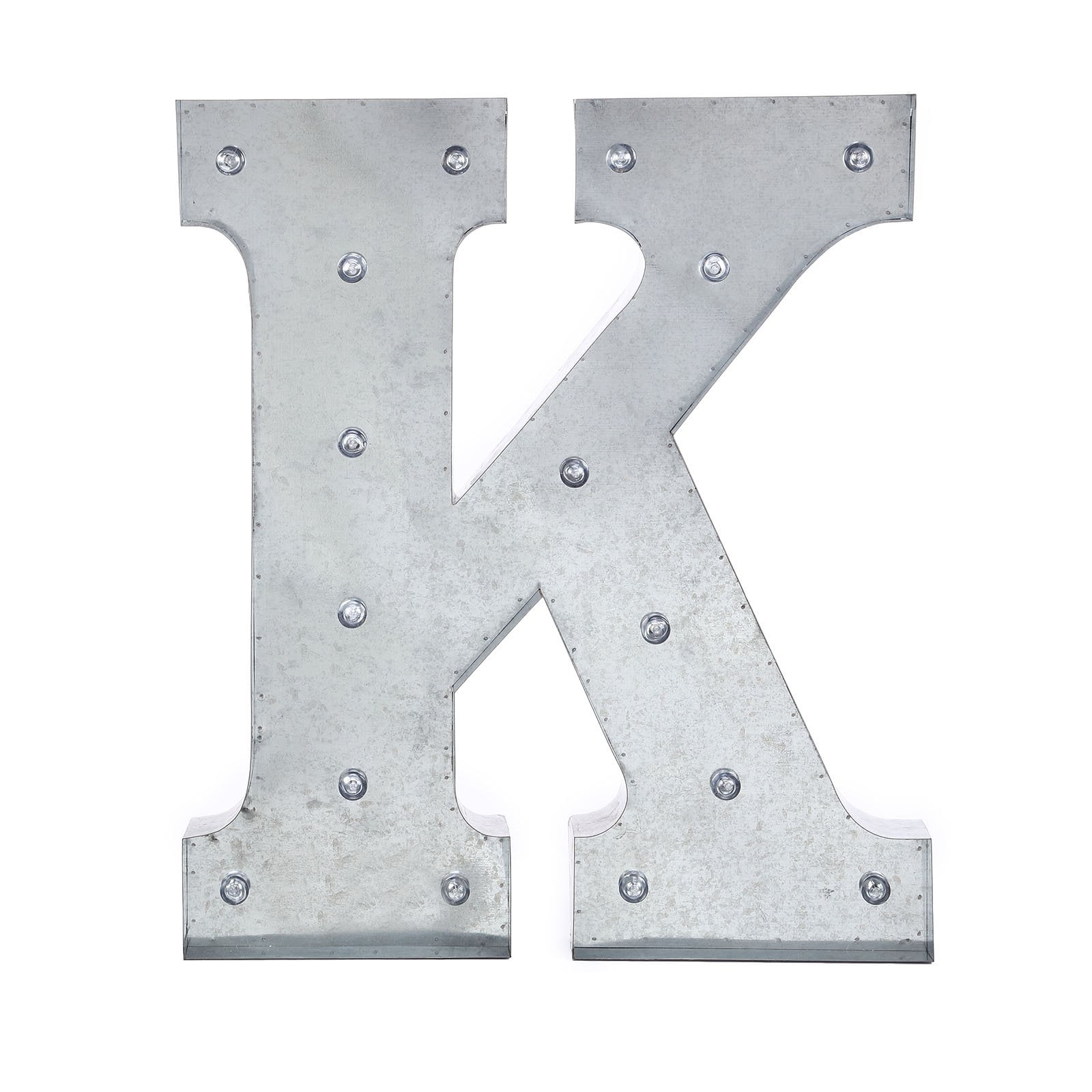BalsaCircle 20" Silver K Marquee Letter Warm White LED Lighted Sign ...