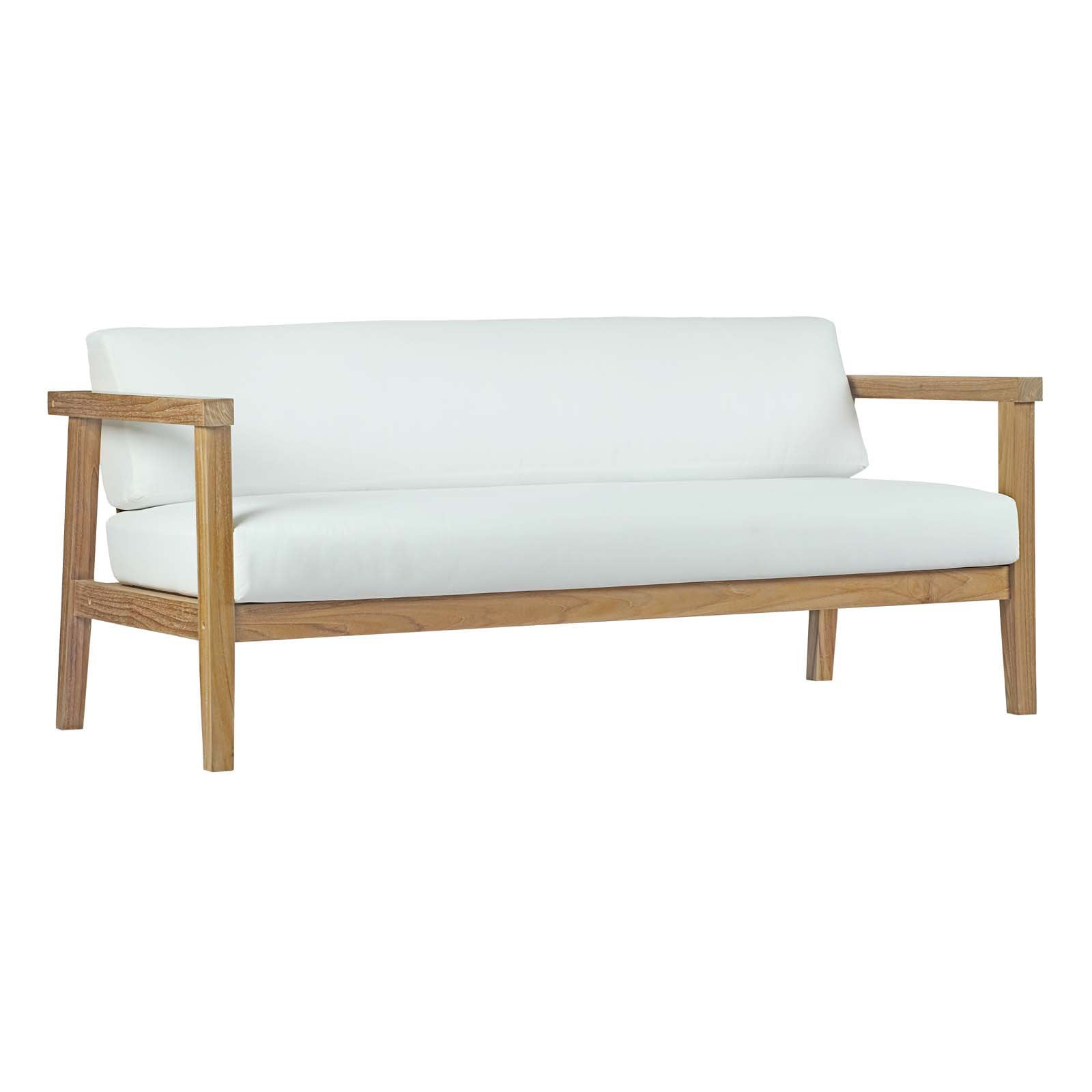 Modway Bayport Outdoor Patio Teak Loveseat in Natural White - Walmart.com