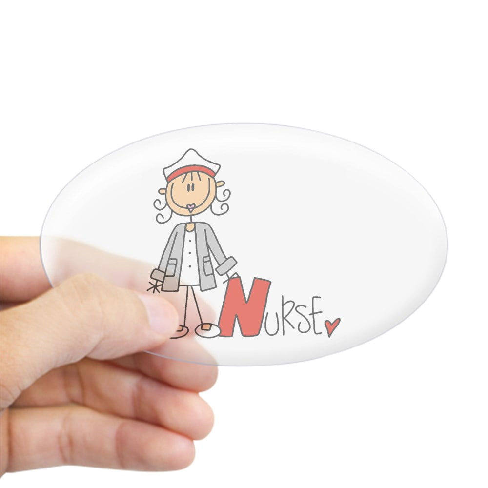 CafePress - Female Stick Figure Nurse - Sticker (Oval) - Walmart.com