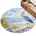 Blue Seabird Summer Beach Shell Round Rug 5ft Watercolor Oil Painting ...