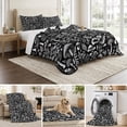 Full Quilt Bedding Set Vintage Grey Mushroom on Black Breathable Summer ...