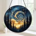 Celestial Forest Landscape Stained Glass Style Window Decor, Fantasy ...